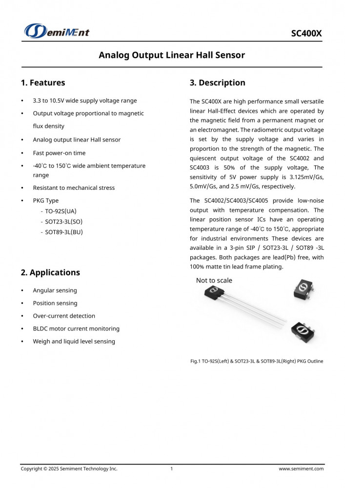 SC4003 datasheet page 1