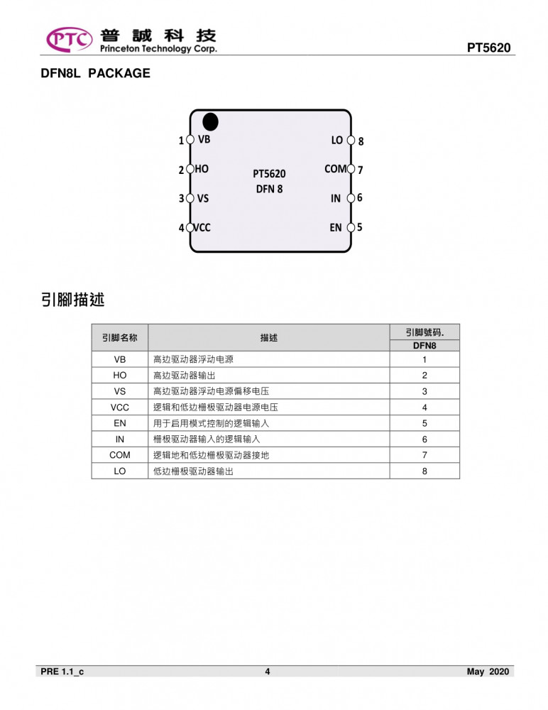 PT5620 datasheet page 4