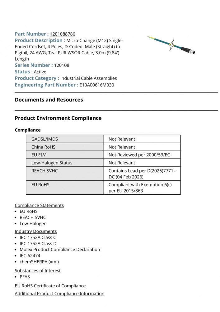 MOLEX 1201088786 document image, page 1