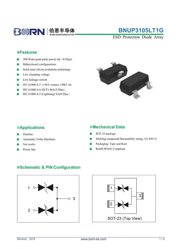 BNUP3105LT1G datasheet page 1