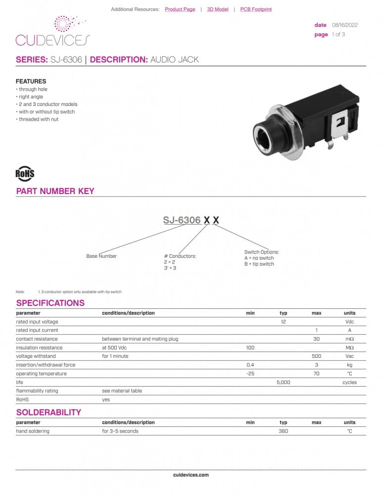 SJ-63062A datasheet page 1