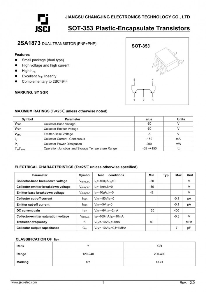 2SA1873 datasheet page 1