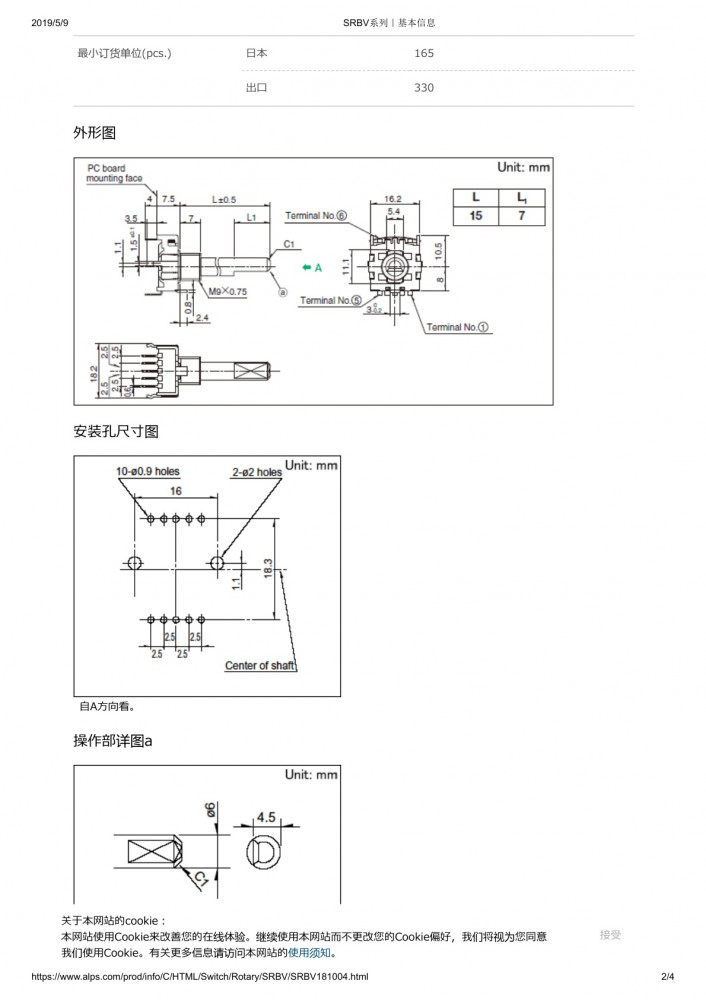 SRBV181004 mounting hole dimensions