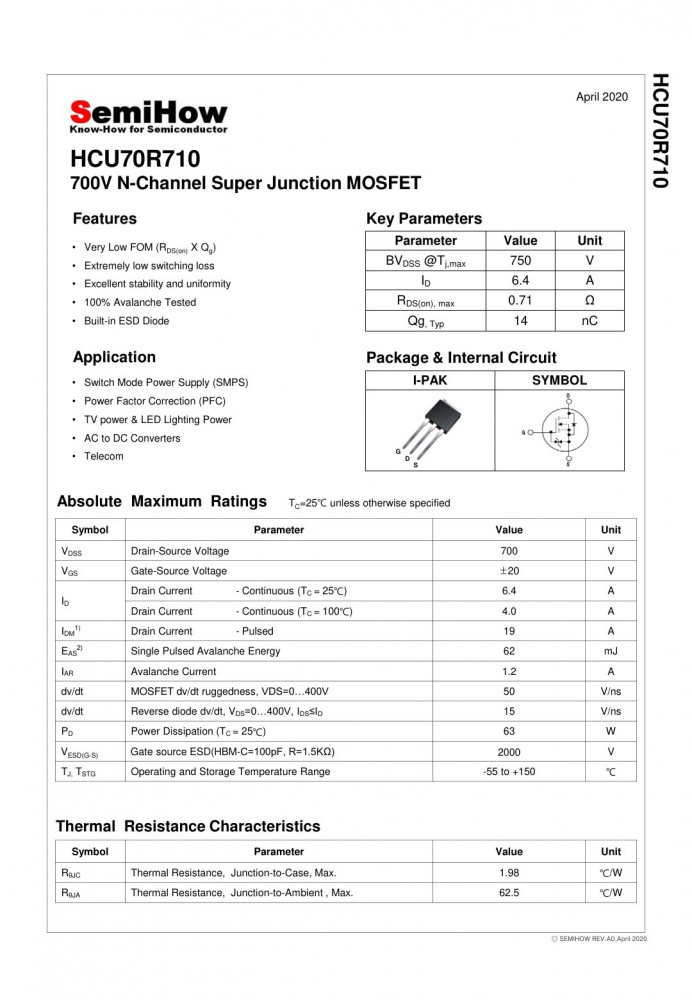 HCU70R710 datasheet page 1