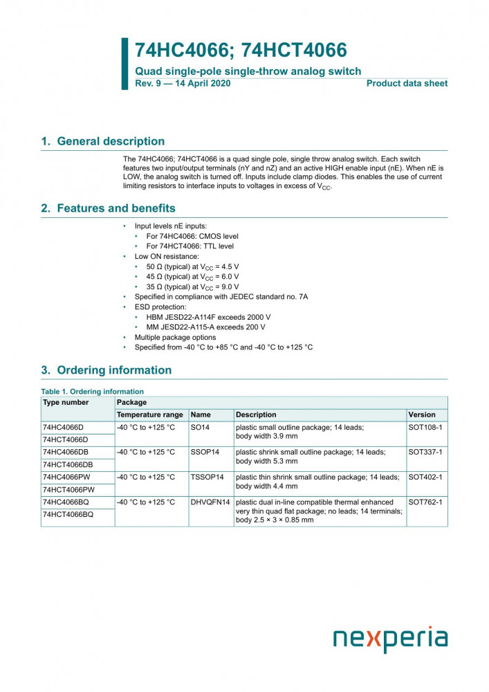 Datasheet page 1