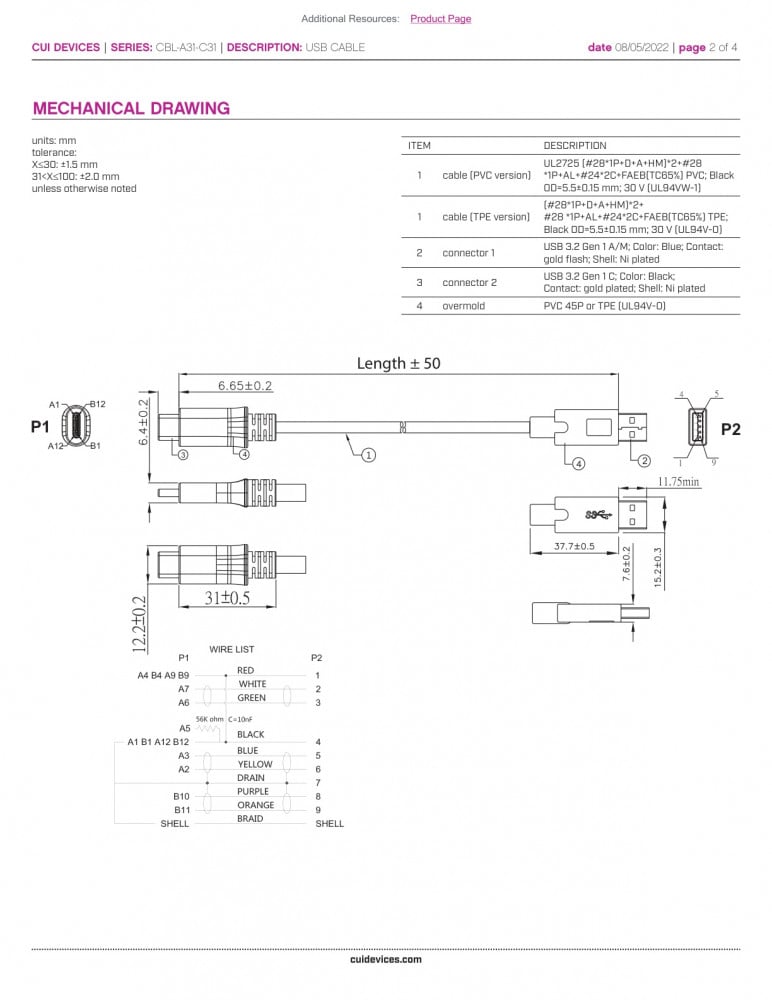 CBL-A31-C31-10BP datasheet page 2