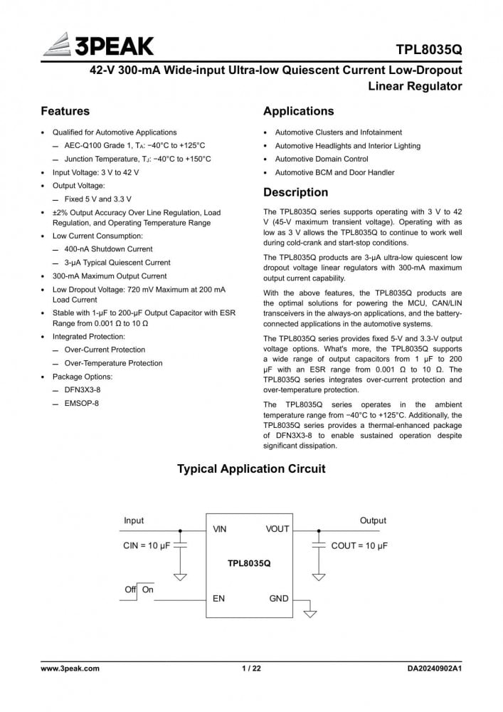 TPL8035Q datasheet page 1