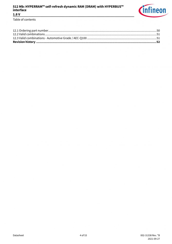 Infineon HYPERRAM datasheet page 4