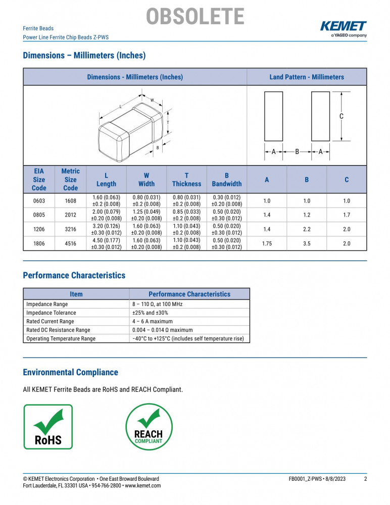 KEMET Z-PWS datasheet page 2
