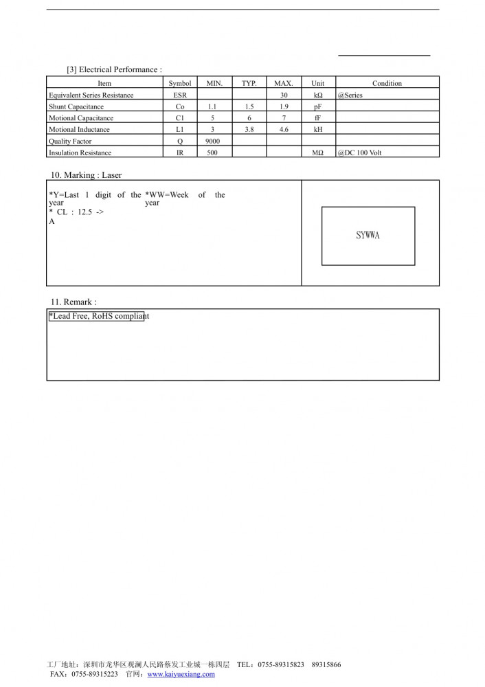 KYX K2A327680710 specification page 3