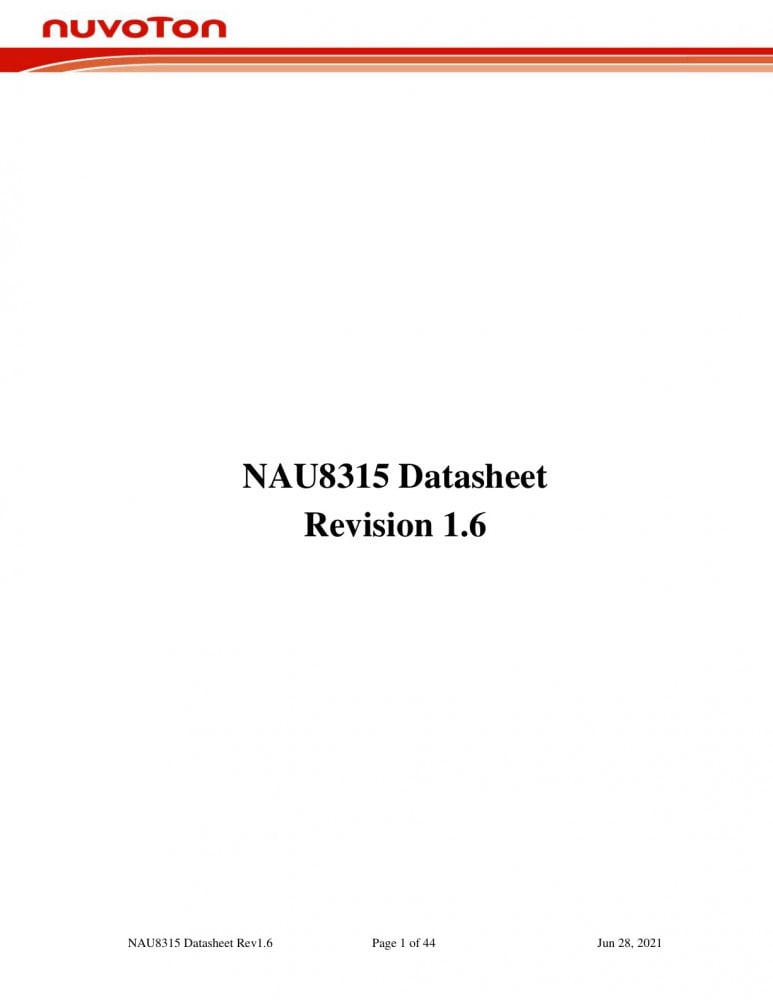 NAU8315 datasheet page 1