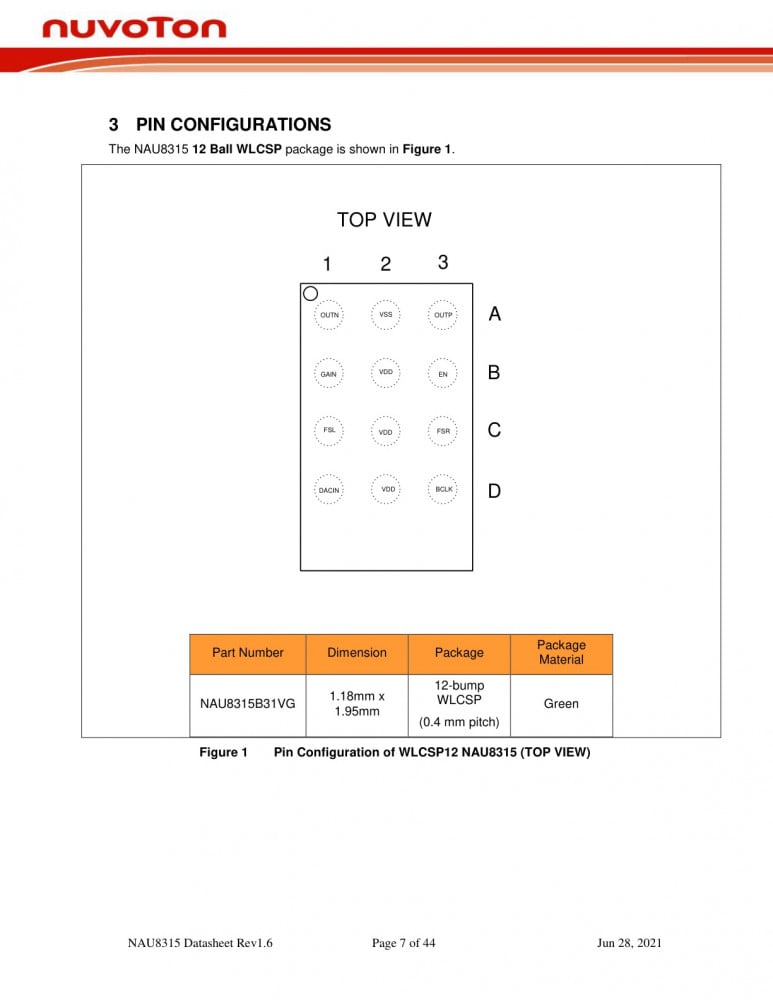 NAU8315 datasheet page 7