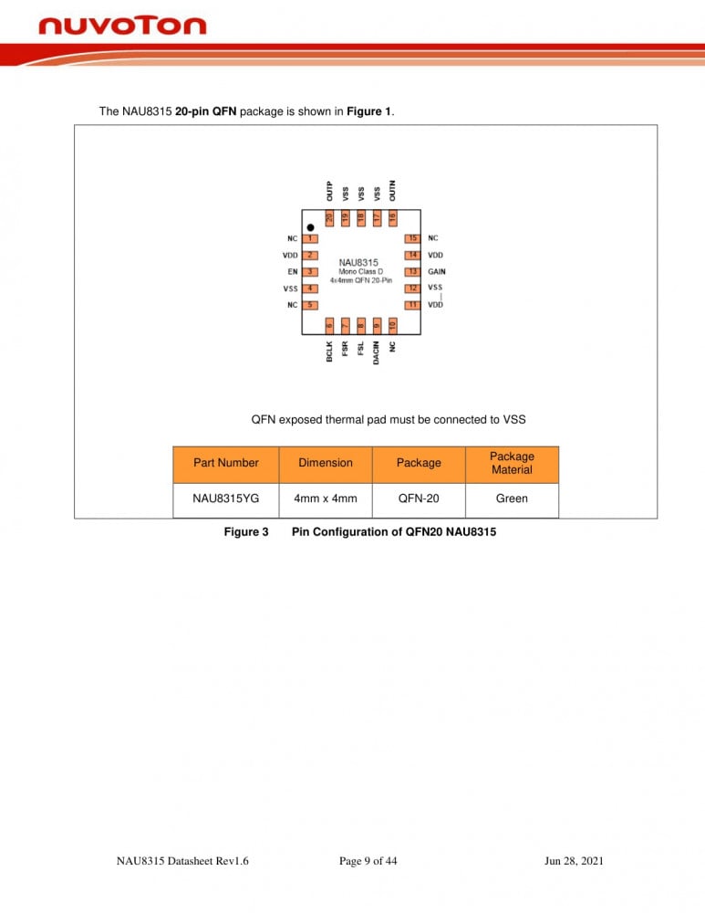 NAU8315 datasheet page 9