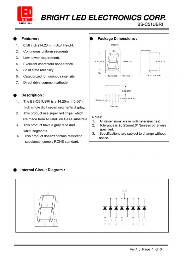 BS-C51UBRI datasheet page 1