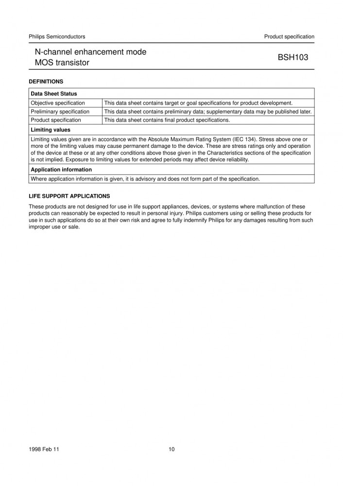 BSH103 datasheet page 10
