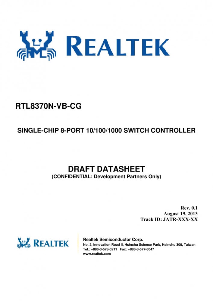 RTL8370N-VB-CG datasheet page 1