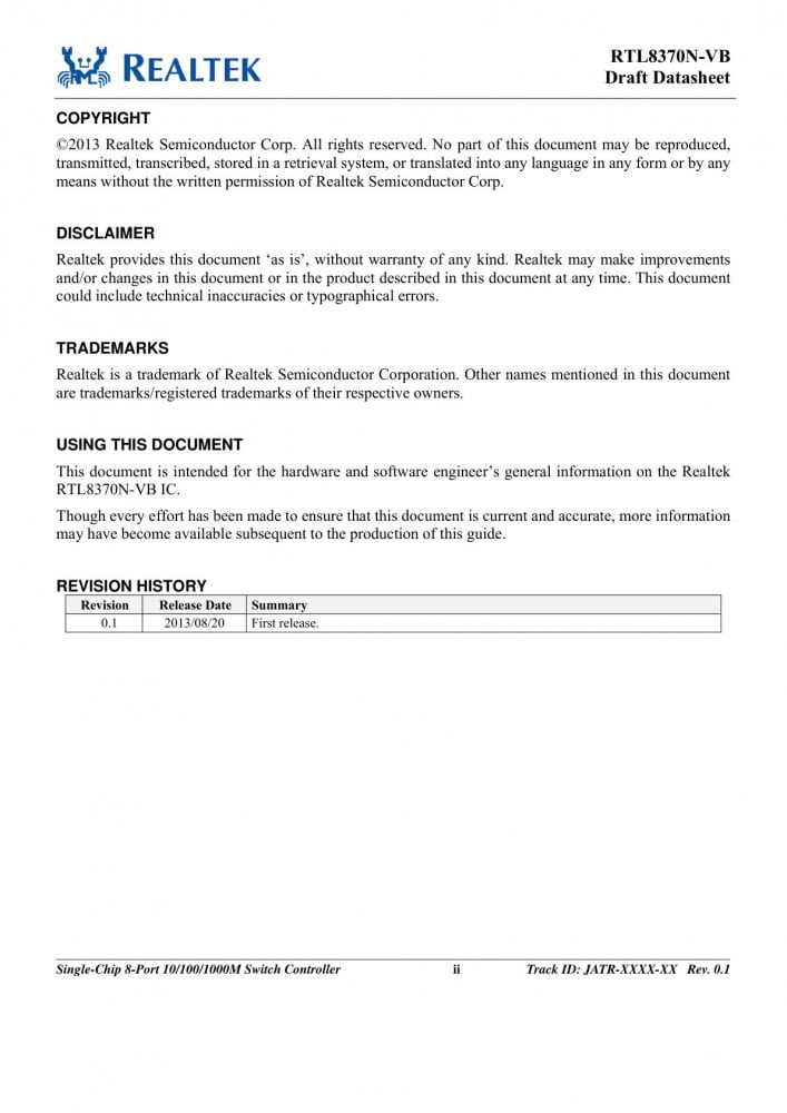 RTL8370N-VB-CG datasheet page 2