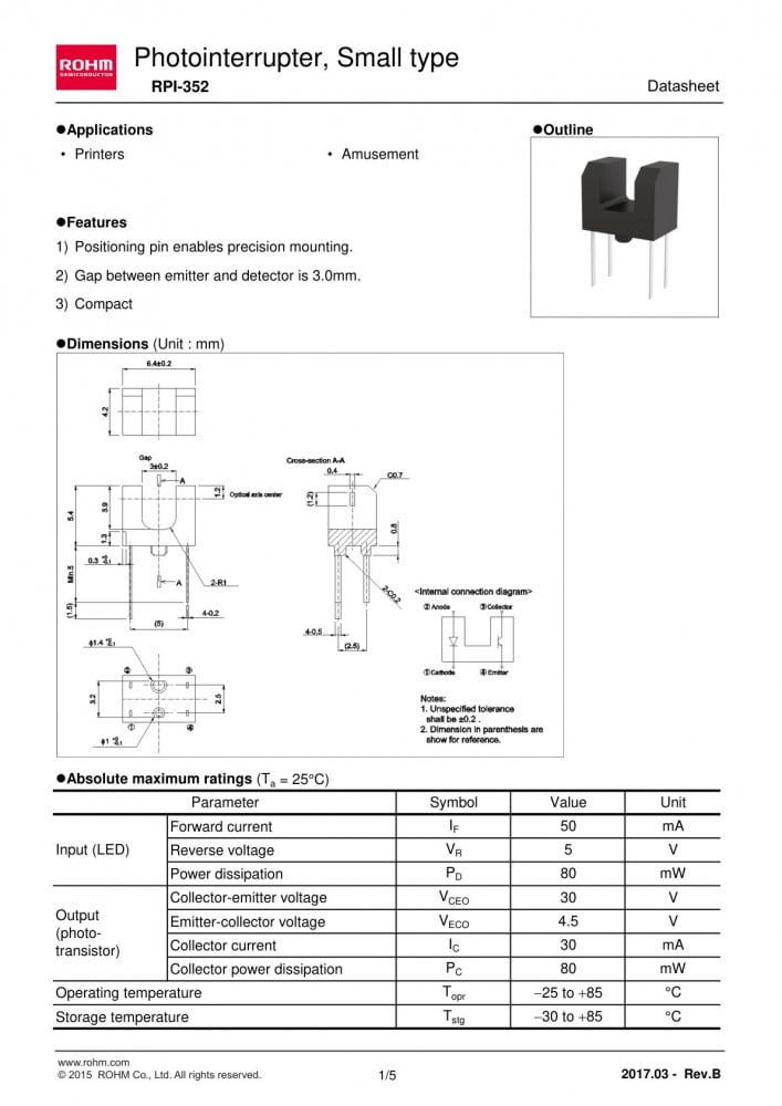 ROHM RPI-352 datasheet page 1