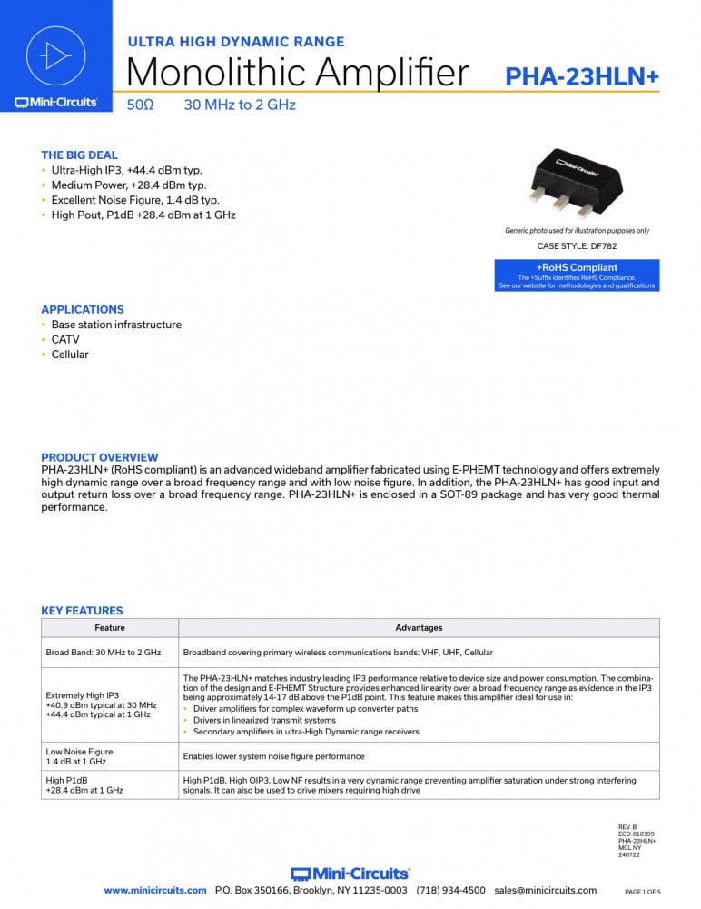 PHA-23HLN+ datasheet page 1