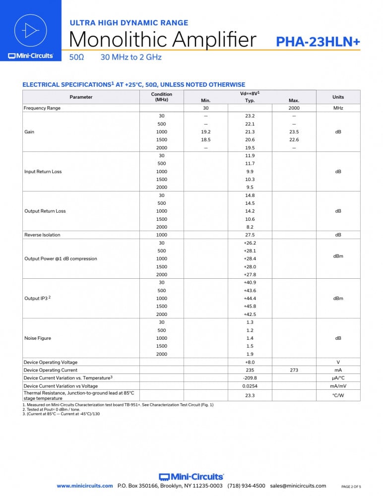 PHA-23HLN+ datasheet page 2