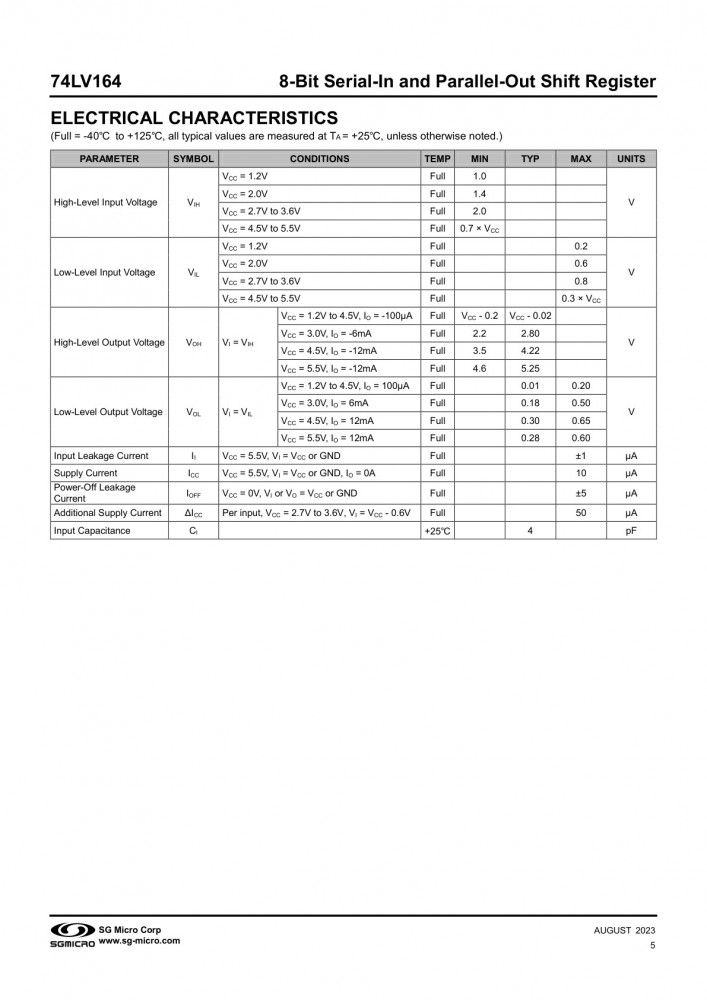 74LV164 datasheet page 5