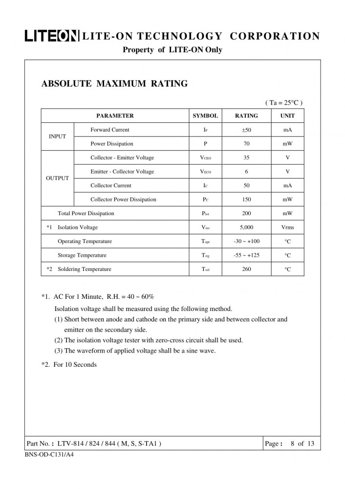 LTV-814 datasheet page 8