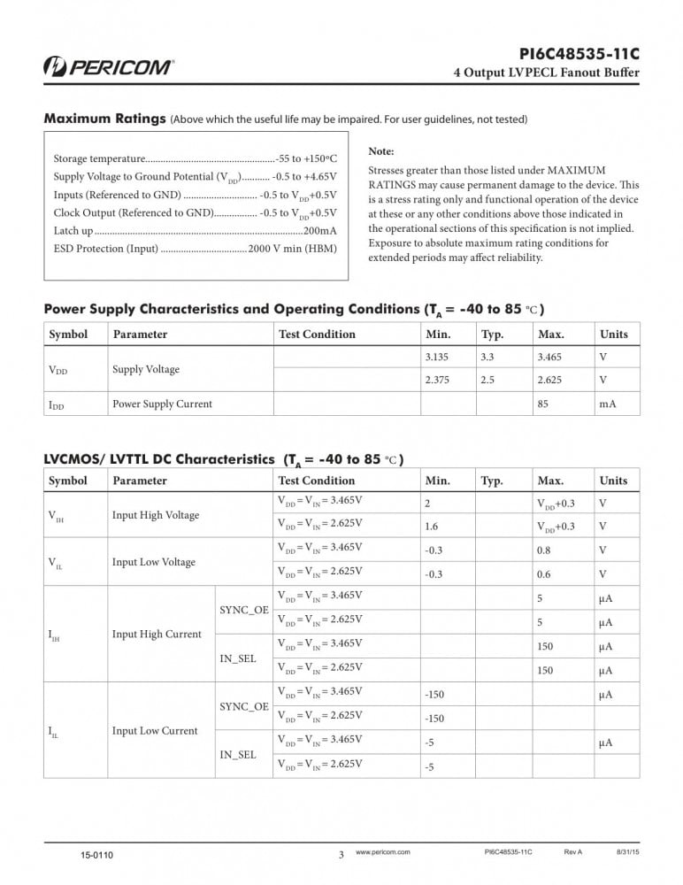 PI6C48535-11CLIEX datasheet page 3
