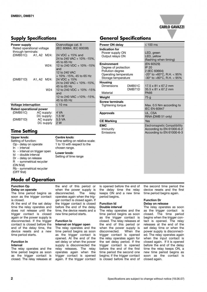 DMB51CM24 technical document, page 2