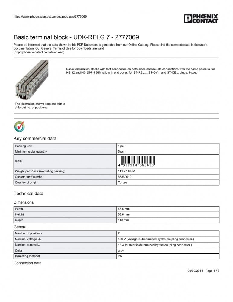 Phoenix Contact 2777069 product document page 1