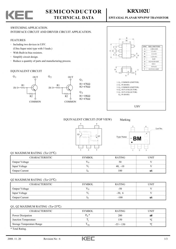 KRX102U-RTK/P datasheet page 1