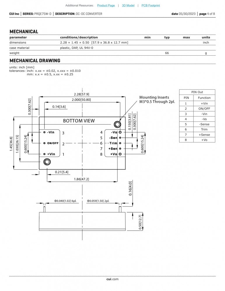 CUI PRQE75W-D datasheet page 4