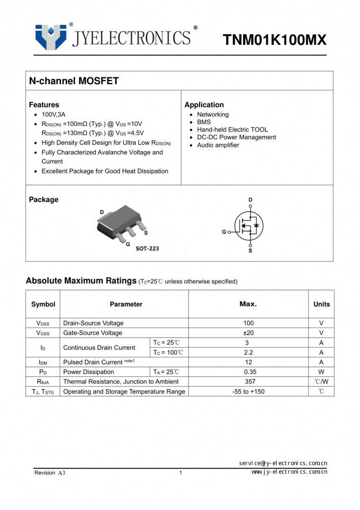 TNM01K100MX datasheet page 1