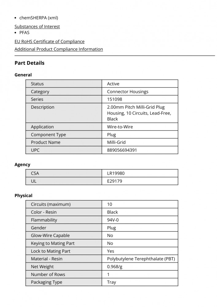 MOLEX 1510980010 product specification page 2