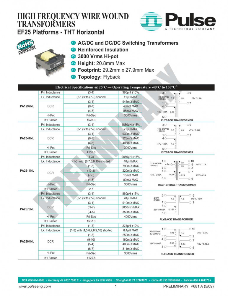PA1297NL technical document page 1