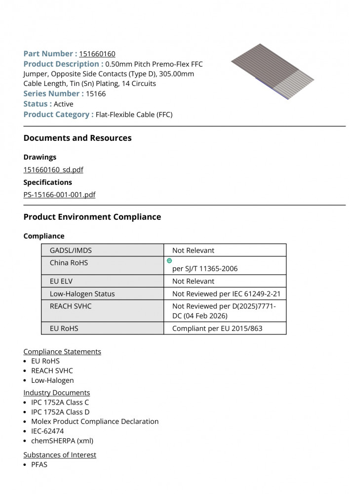 Molex 151660160 technical document page 1