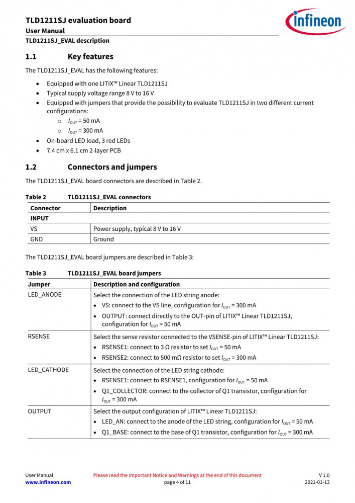 TLD1211SJ evaluation board manual page 4