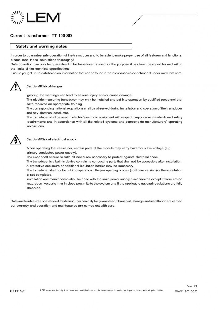 TT 100-SD technical document page 2