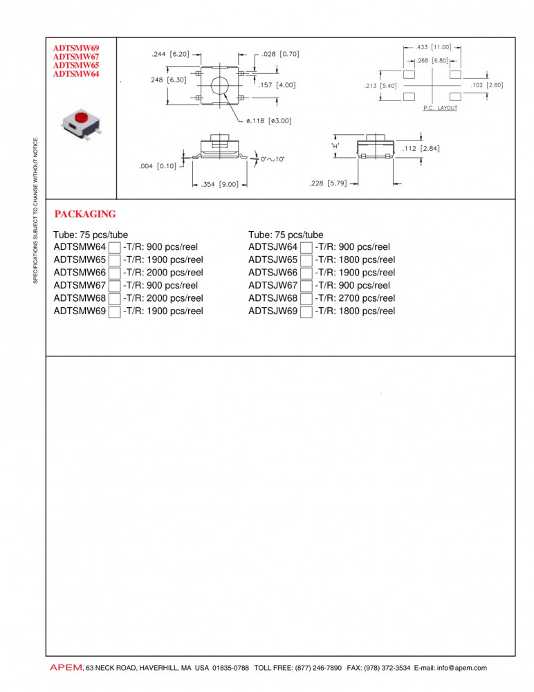 APEM ADTS series datasheet page 5