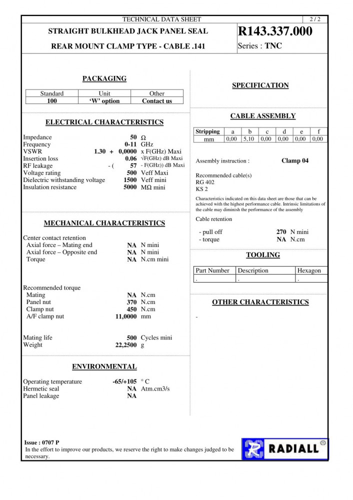 Radiall R143337000 technical datasheet page 2