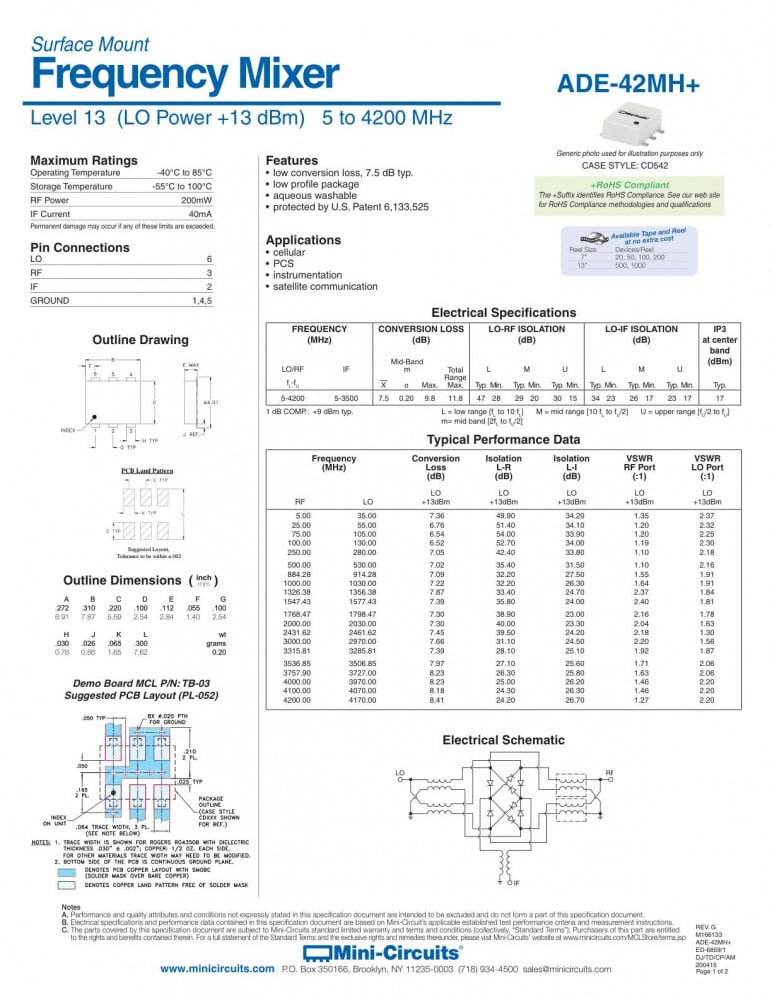 ADE-42MH+ technical document page 1