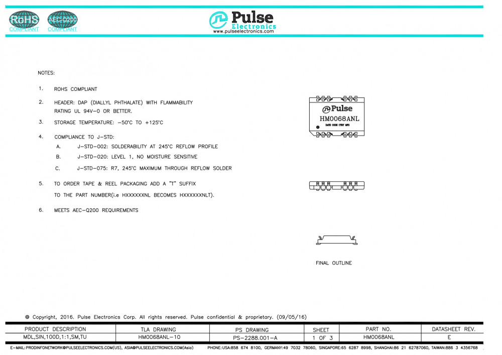 HM0068ANL datasheet page 1