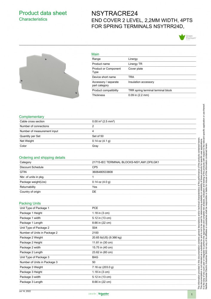 NSYTRACRE24 product data sheet page 1