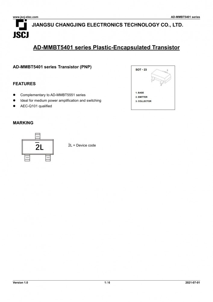 AD-MMBT5401-H datasheet page 1