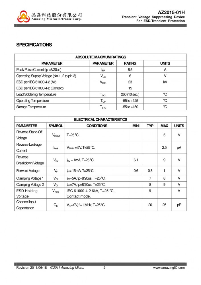 AZ2015-01H datasheet page 2