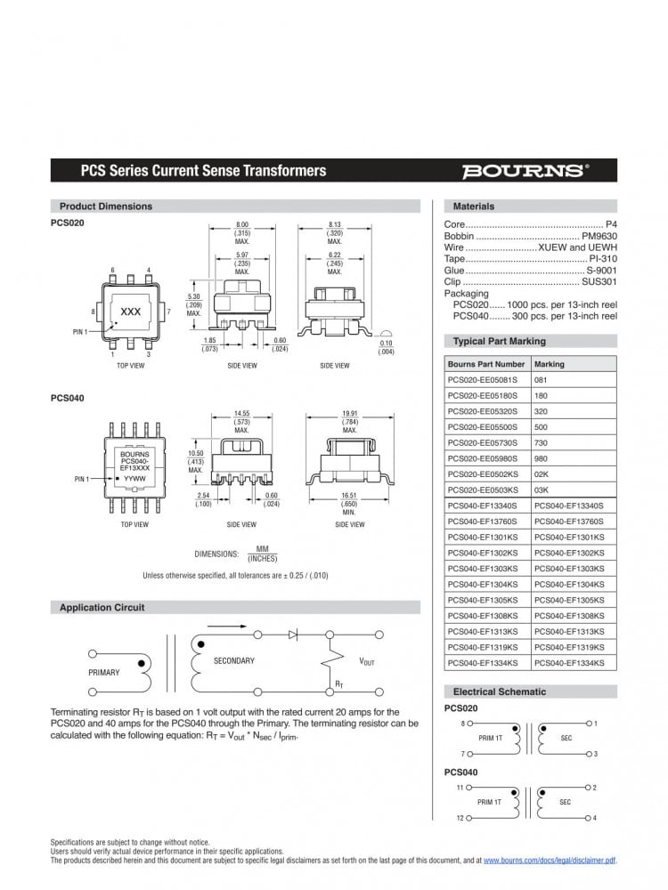 Bourns PCS Series datasheet page 2