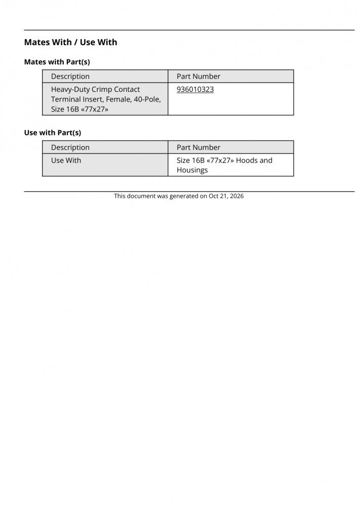 Technical document page 3 for MOLEX 936010324