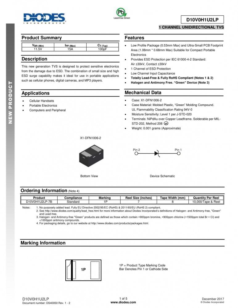 D10V0H1U2LP-7B datasheet page 1