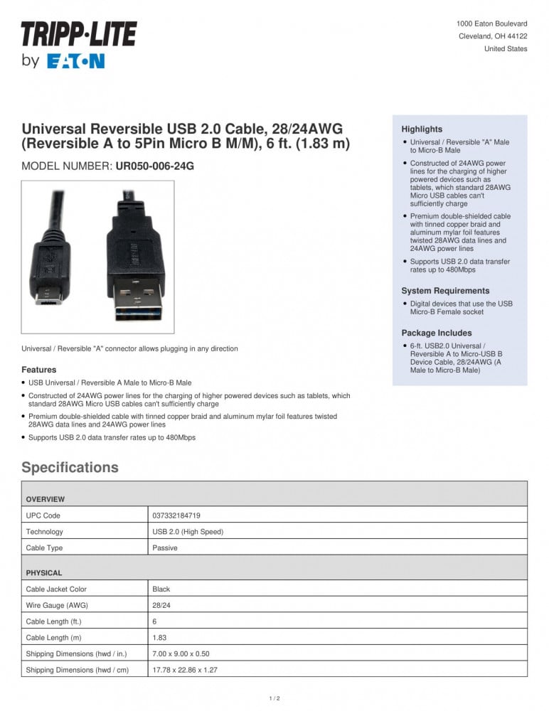 UR050-006-24G technical document page 1