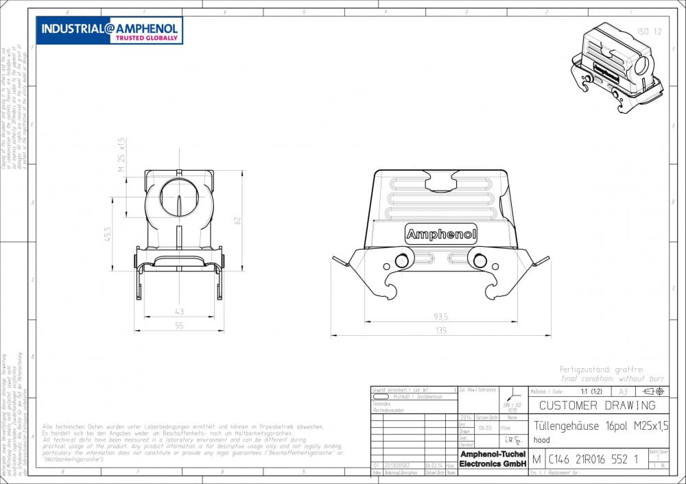 Amphenol C146 21R016 552 1 customer drawing