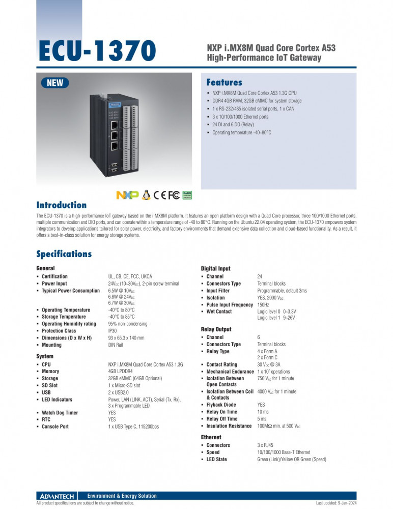ECU-1370 technical document page 1